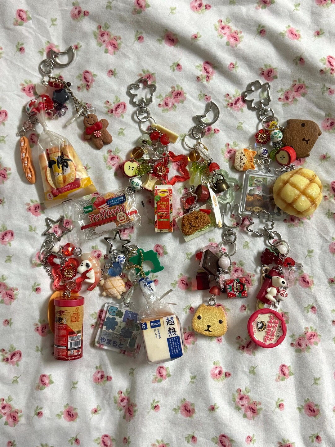 Japanese Gashapon Mini Food Trinket Beaded Keychains, Accessories, Cute ...