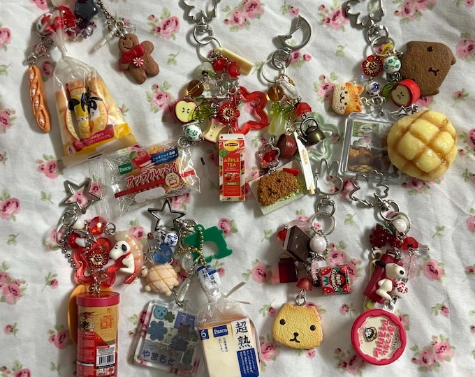 Japanese Gashapon Mini Food Trinket Beaded Keychains, Accessories, Cute ...
