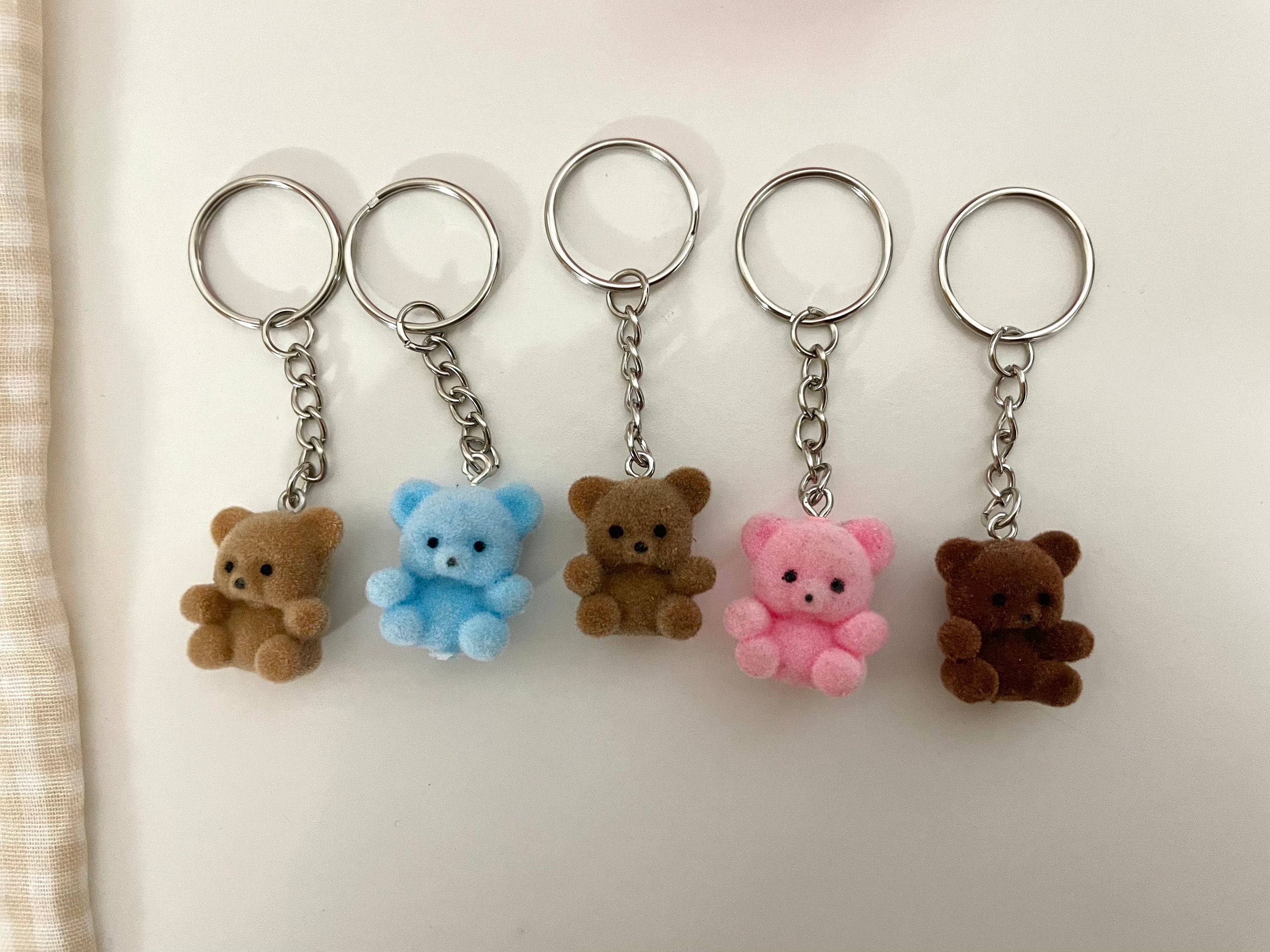 Flocked Teddy Bear Keychain, Accessories, Keychains, Bears, Brown, Cute ...