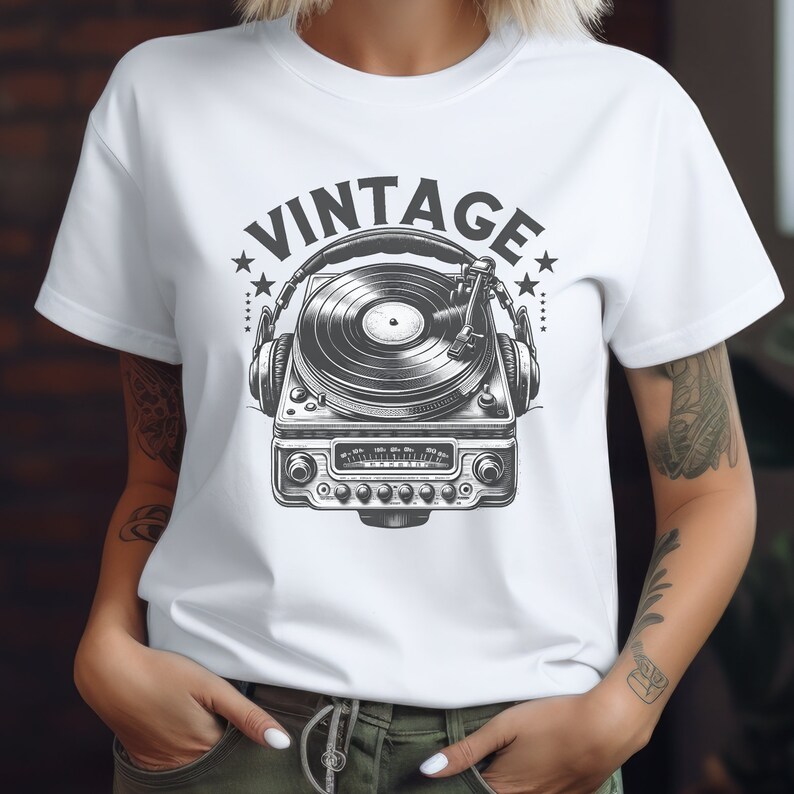 Vintage Record Player Tshirt Classic T-shirt 80's Music Shirt Vinyl ...