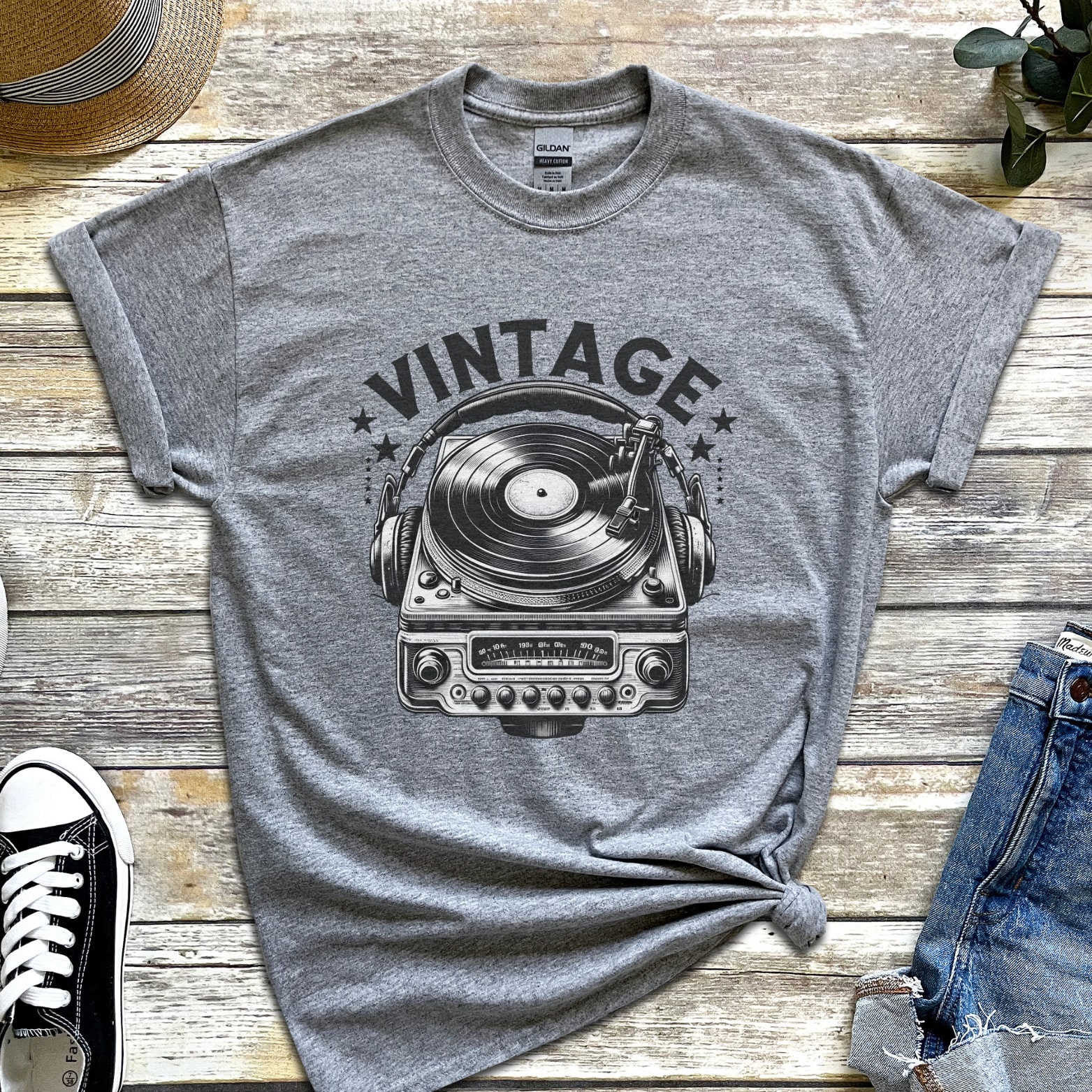 Vintage Record Player Tshirt Classic T-shirt 80's Music Shirt Vinyl ...