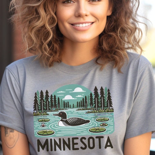 Minnesota Lake and Loon T-shirt, Nature Inspired Tee, Wildlife Gift ...