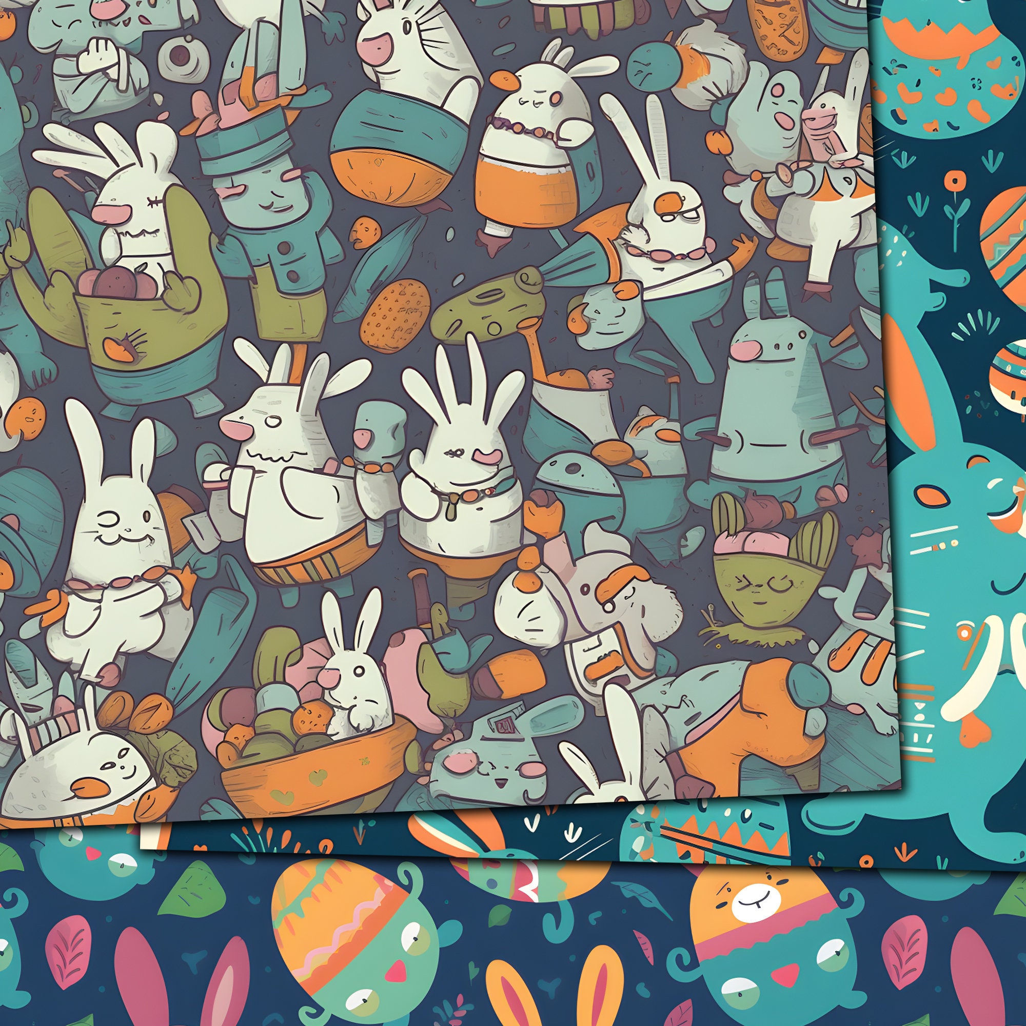 Seamless Easter Cartoons Collection: Playful Designs for DIY Projects ...