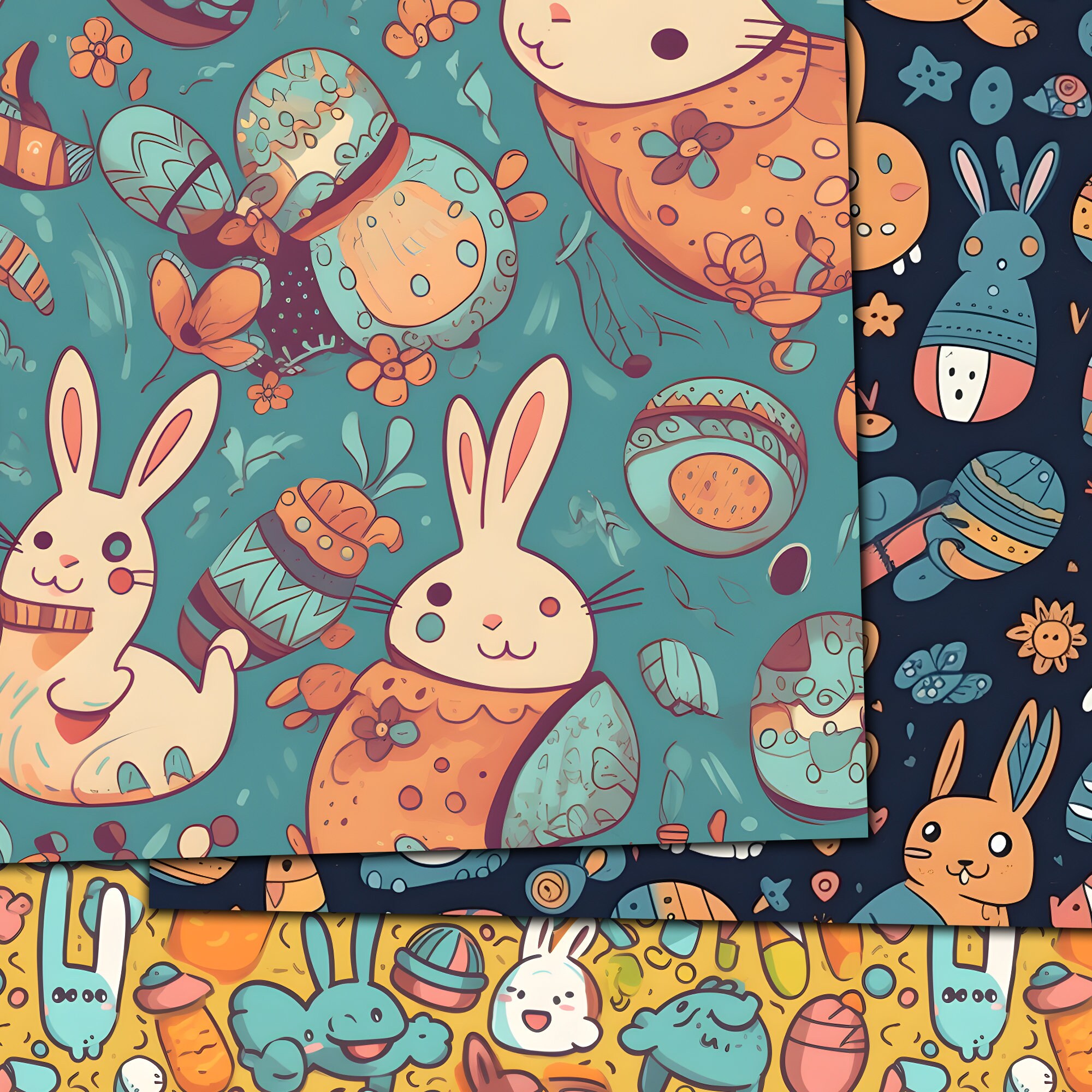 Seamless Easter Cartoons Collection: Playful Designs for DIY Projects ...