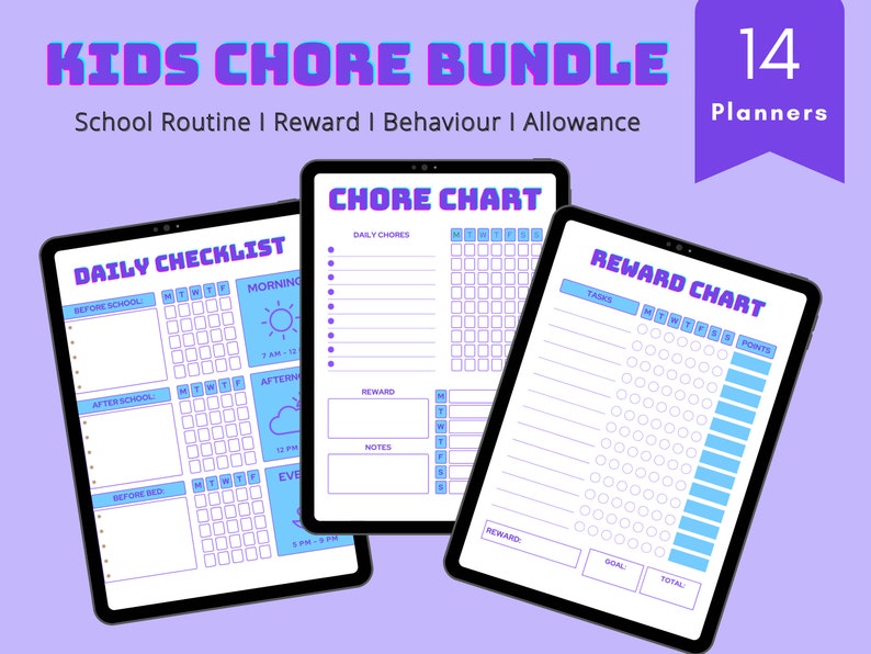 Editable Kids Chore Charts Reward Allowance Screen Time - Etsy