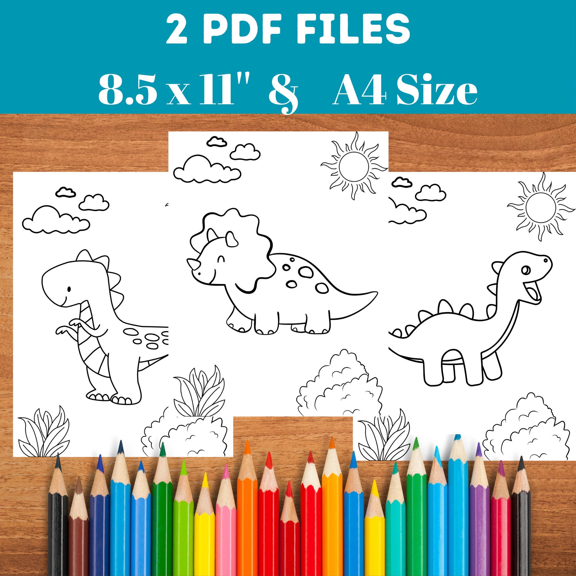Cute Dinosaurs Coloring Pages, 10 Dinosaurs Coloring Pages for Kids ...