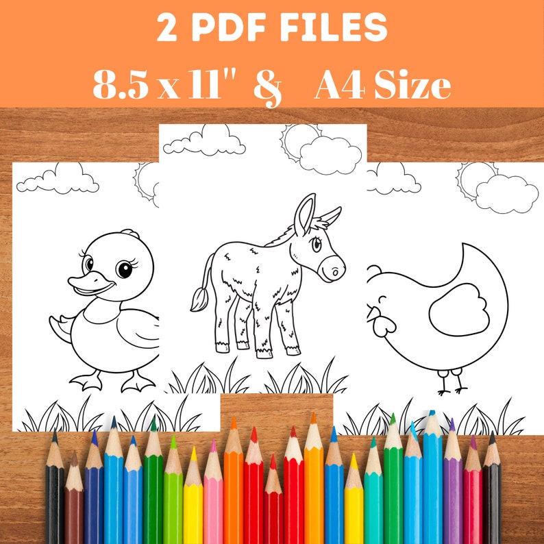 Farm Animals Coloring Pages, 10 Farm Animals Coloring Pages for Kids ...