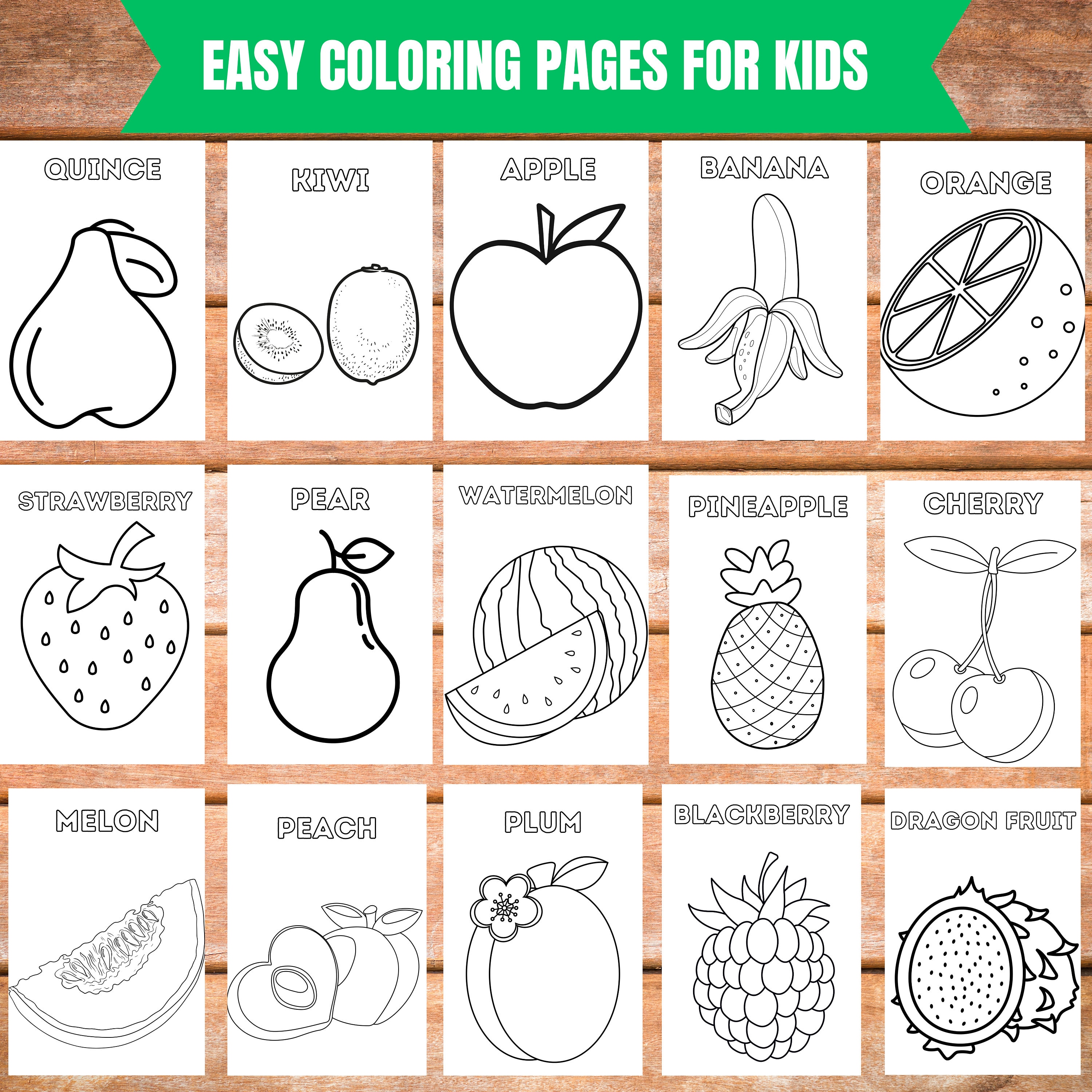 25 Fruits Coloring Pages Activity for Kids, Coloring Pages for Kids ...