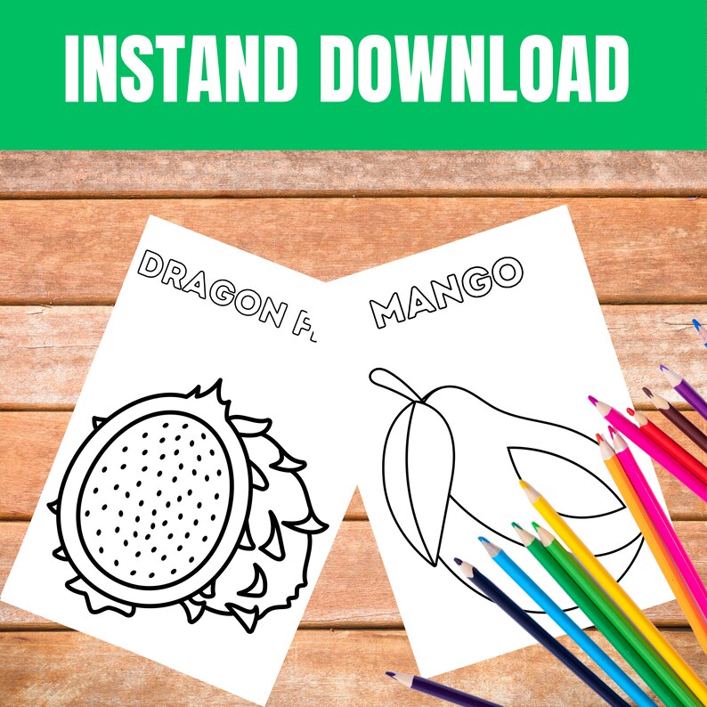 25 Fruits Coloring Pages Activity for Kids, Coloring Pages for Kids ...