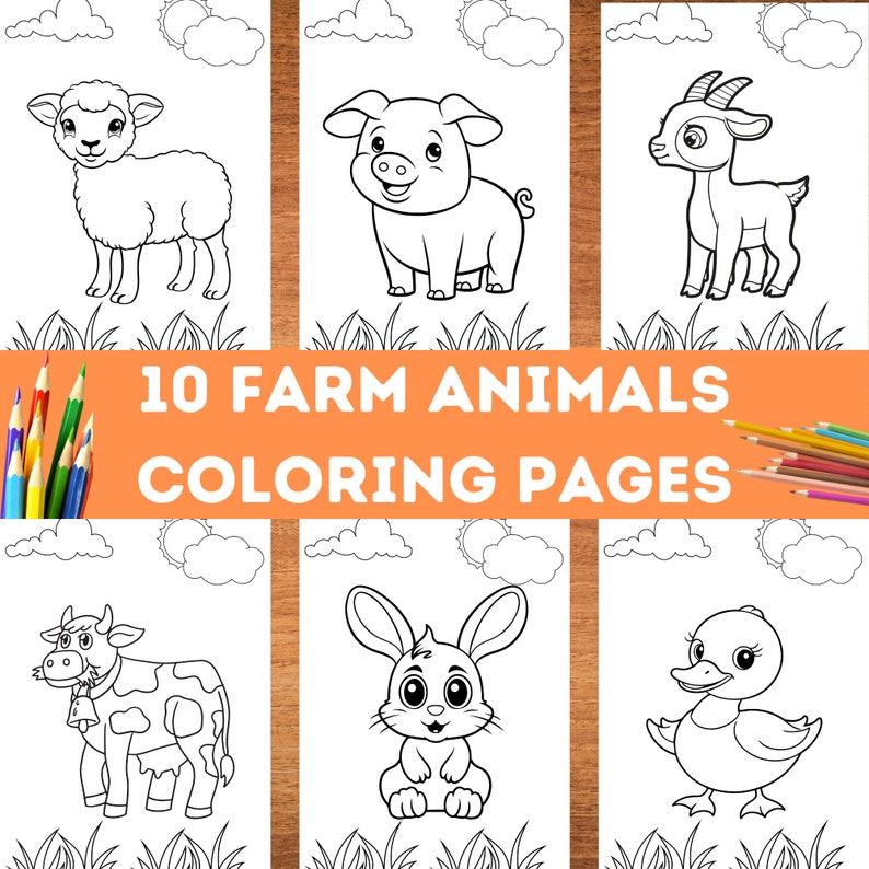 Farm Animals Coloring Pages, 10 Farm Animals Coloring Pages for Kids ...