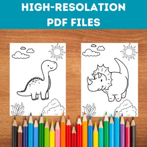 Cute Dinosaurs Coloring Pages, 10 Dinosaurs Coloring Pages for Kids ...