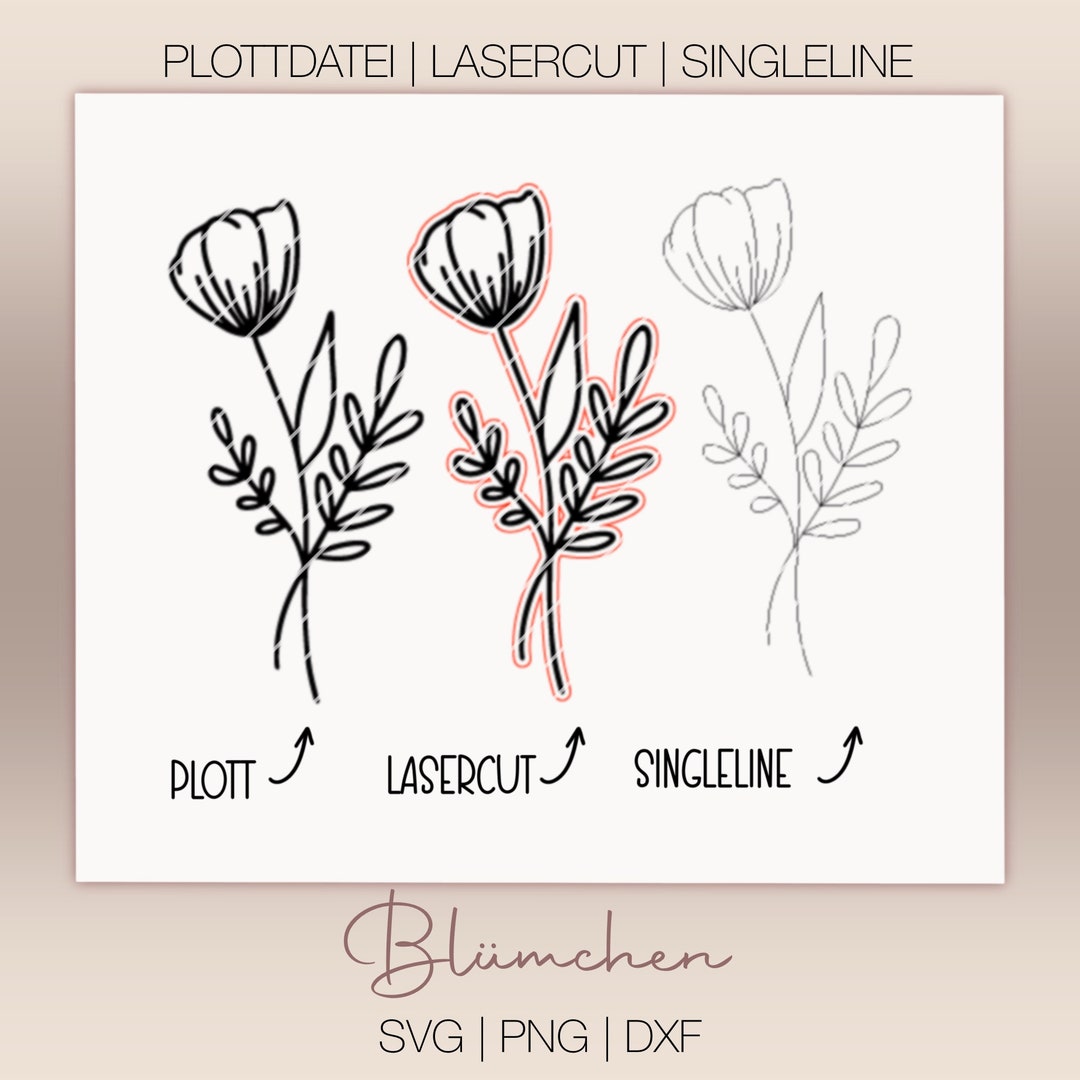 Laser File, Plot File, Single Line, SVG, Flowers, Including Commercial ...