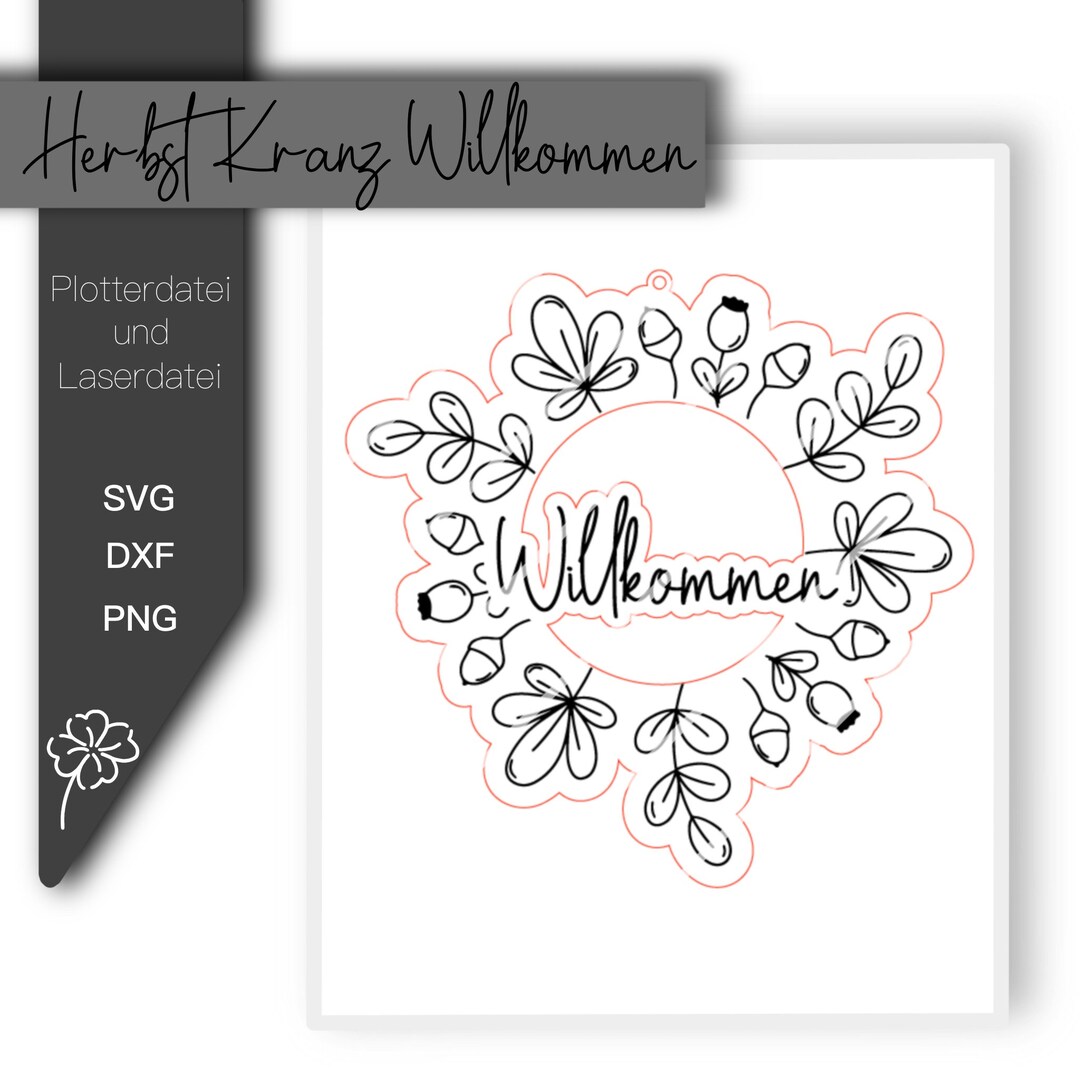 Laser File, Plotter File, Autumn Wreath, Wooden Wreath, Welcome Sign ...