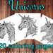 Fantasy Unicorn Coloring Pages With Intricate Patterns, Printable PDF ...