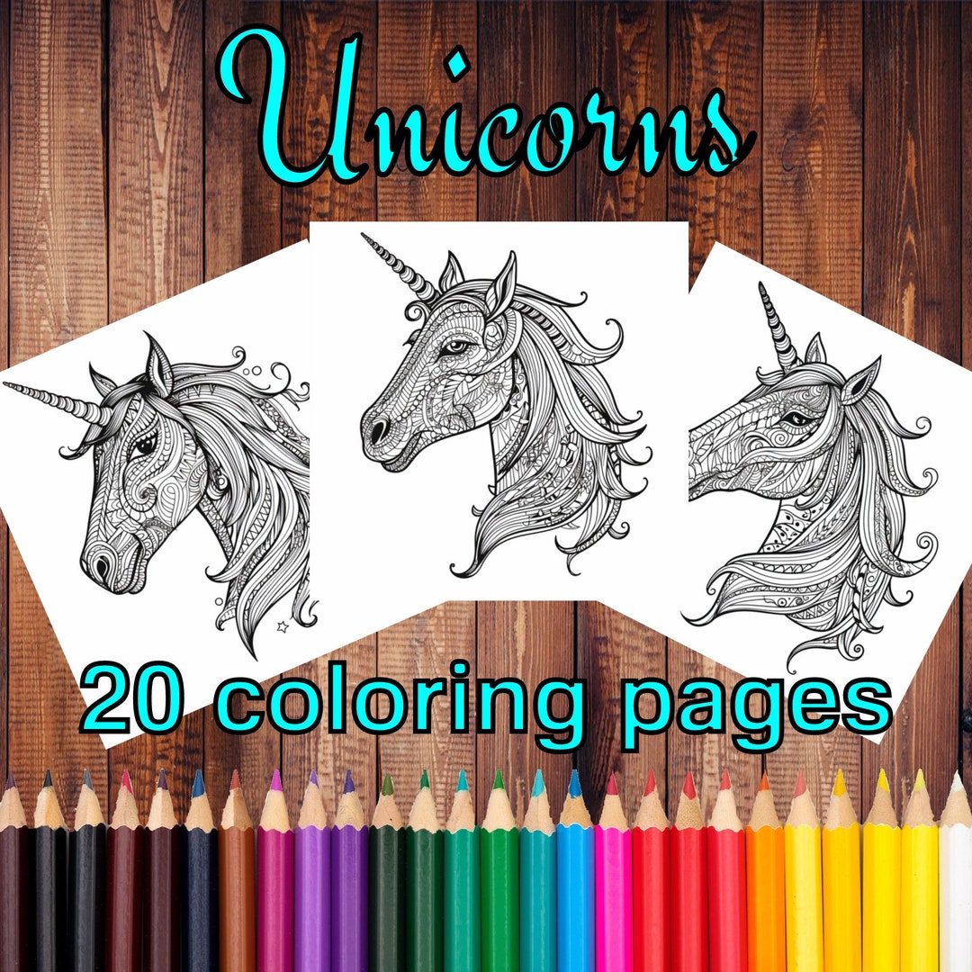 Fantasy Unicorn Coloring Pages With Intricate Patterns, Printable PDF ...