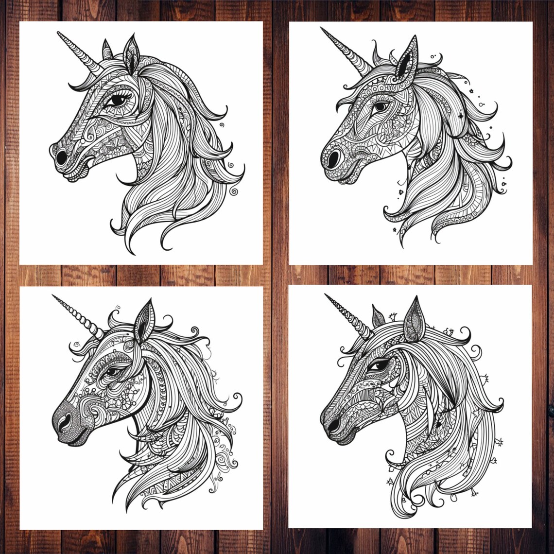 Fantasy Unicorn Coloring Pages With Intricate Patterns, Printable PDF ...