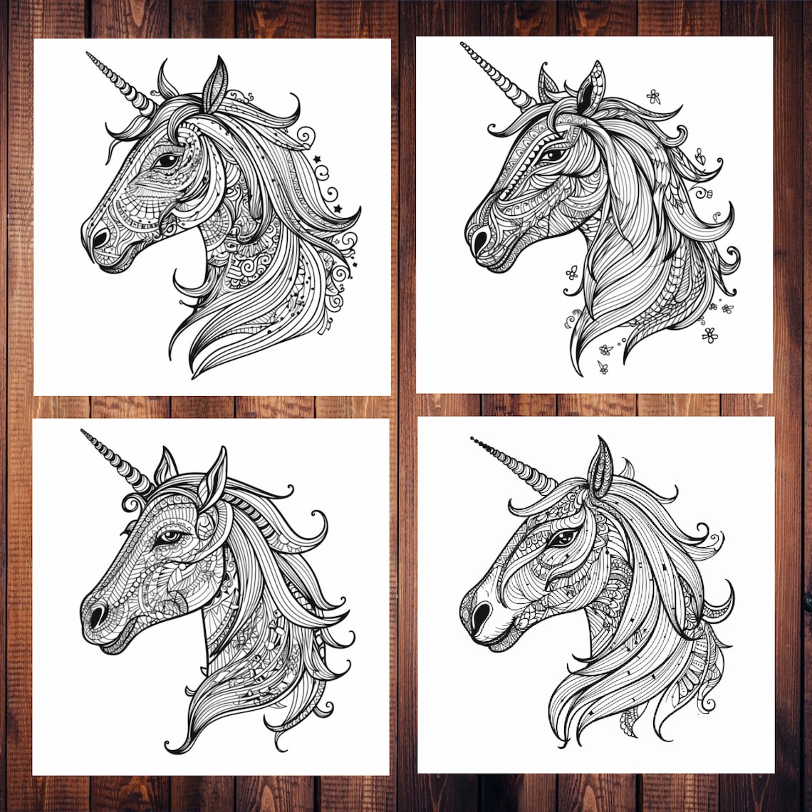 Fantasy Unicorn Coloring Pages With Intricate Patterns, Printable PDF ...