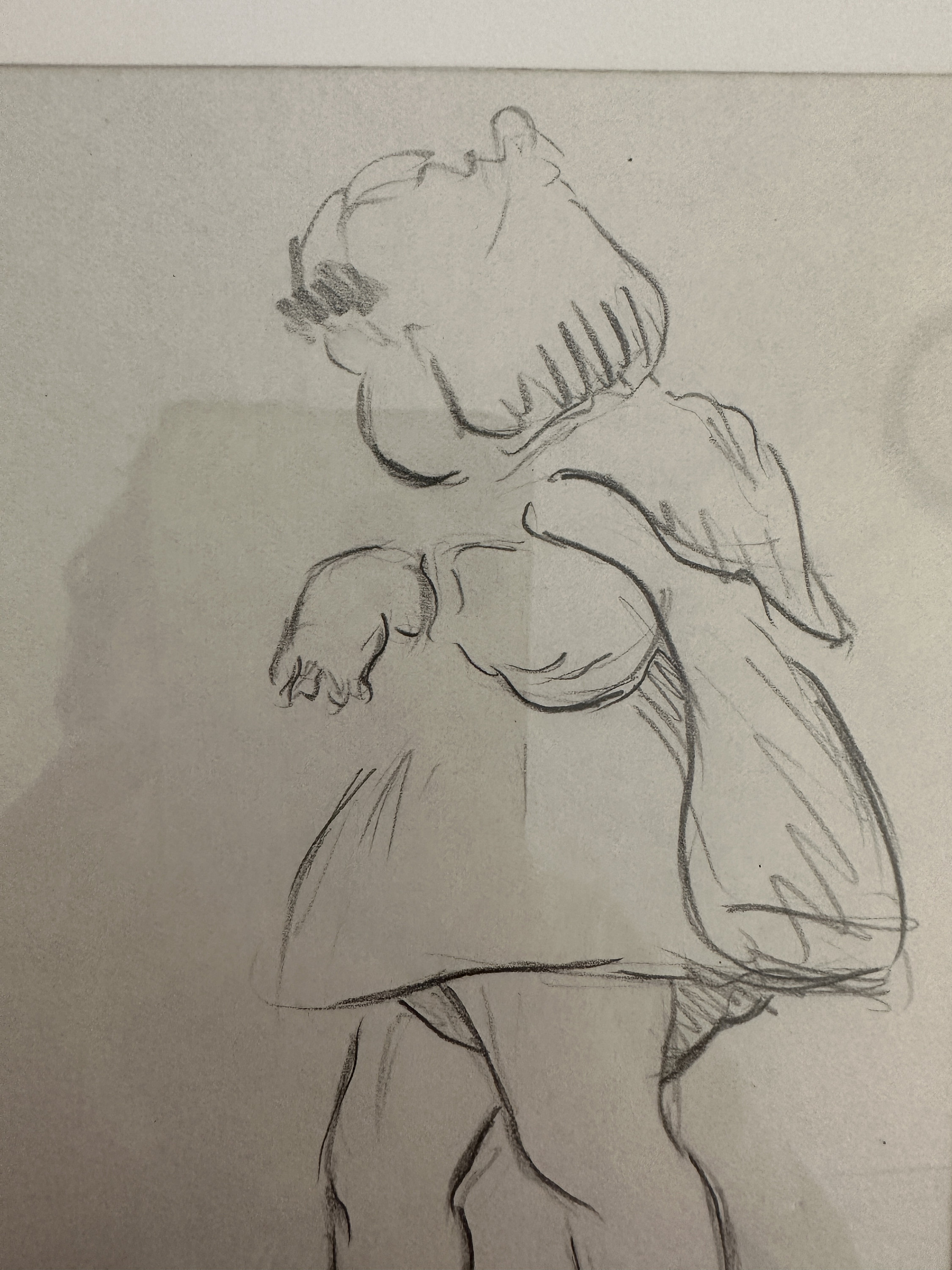 Vintage French Drawing of Little Girl / Toddler Pen & Ink and ...