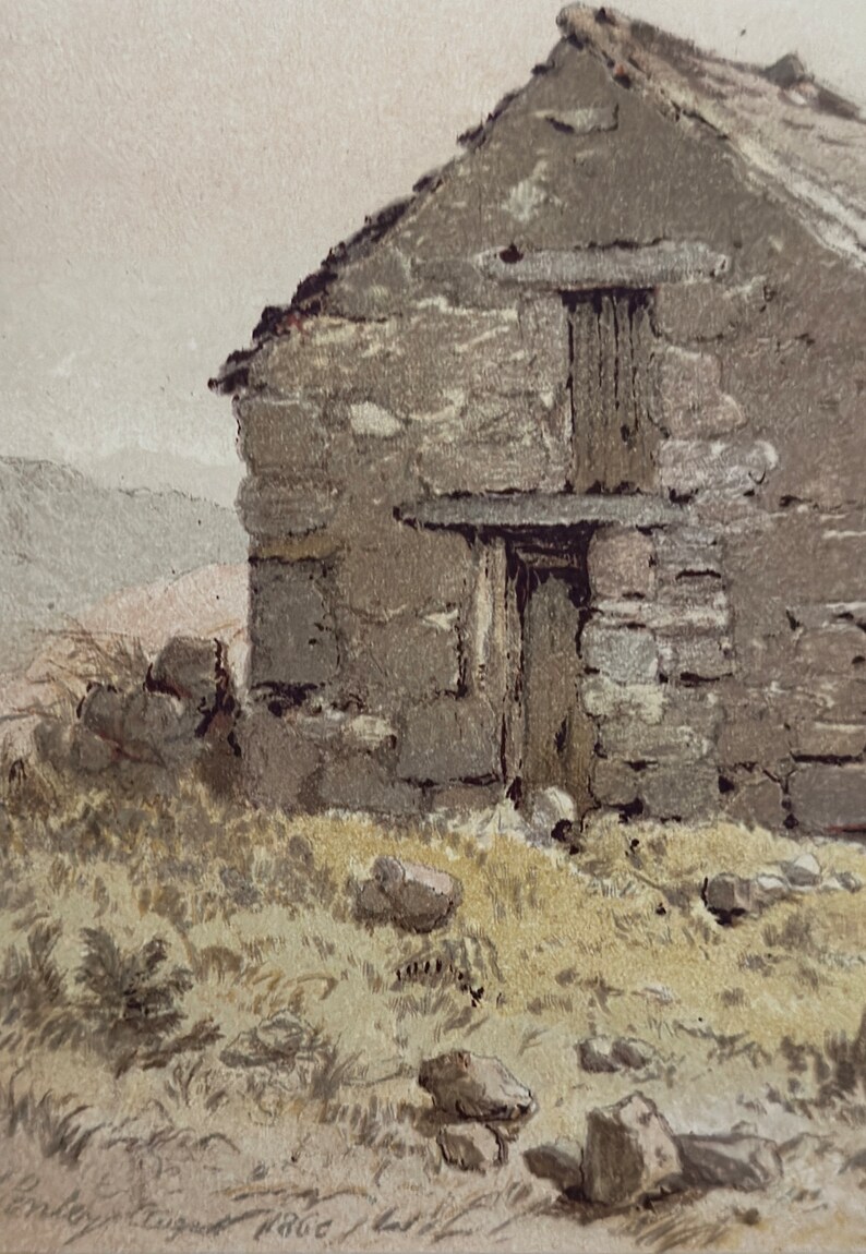 Antique Aaron Penley Lithograph, "hut at Ghorphwysfa, North Wales" From ...