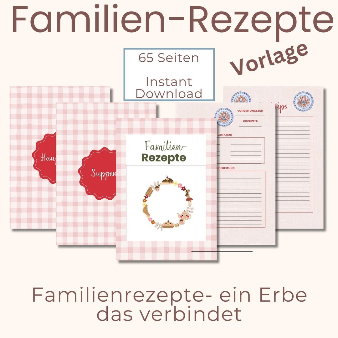 Family Recipe Booklet Template Kitchen Journal Cookbook Recipe ...