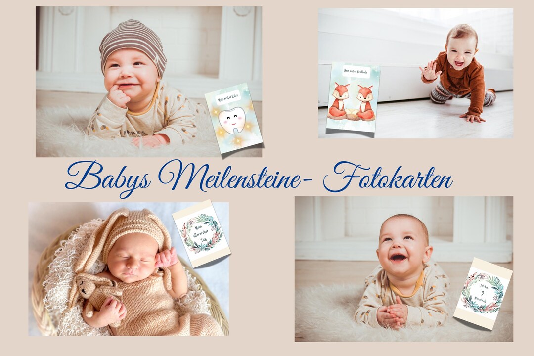 Baby Monthly Cards Milestones Cards PDF DIY Cards for Birth Baby's ...