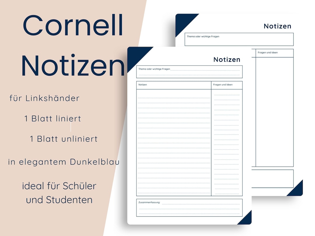 Cornell Notes Template PDF Left-handed, Printable Learning Aid for ...