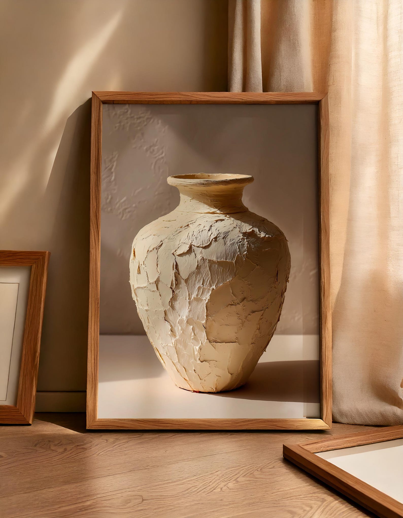 Wabi Sabi Ceramic Wall Art, Rustic Impasto Pottery Print, Minimalist ...