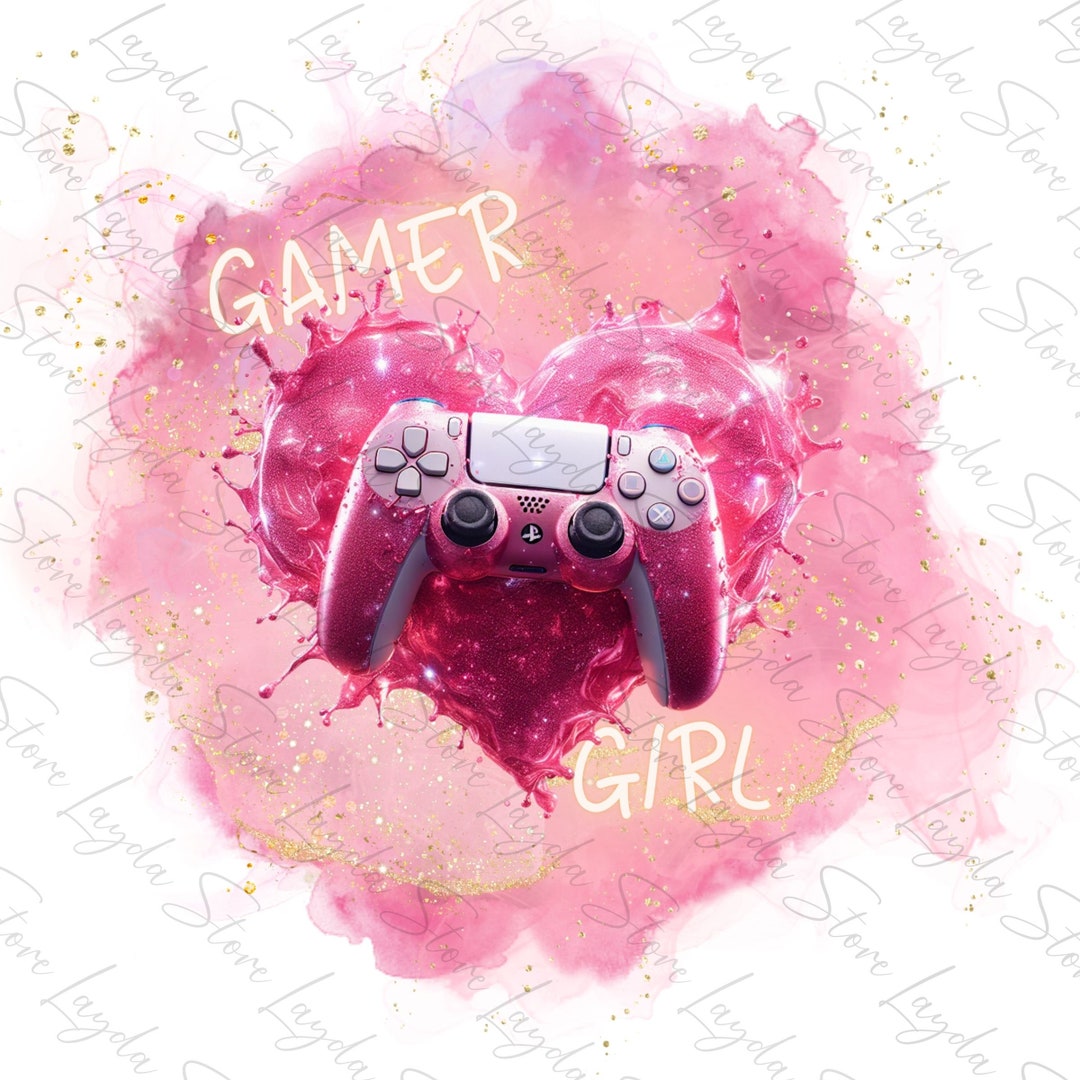 Gamer Girl Pink Video Game Controller Watercolor PNG, Pink Ps5 ...