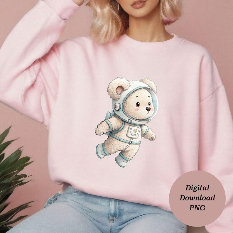 Astronaut Teddy Bear PNG, Cute Space Clipart, Watercolor Baby Bear ...