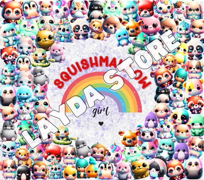 Cute Kawaii Squishmallow Girl Skinny Tumbler PNG JPG, Squishy Animals ...