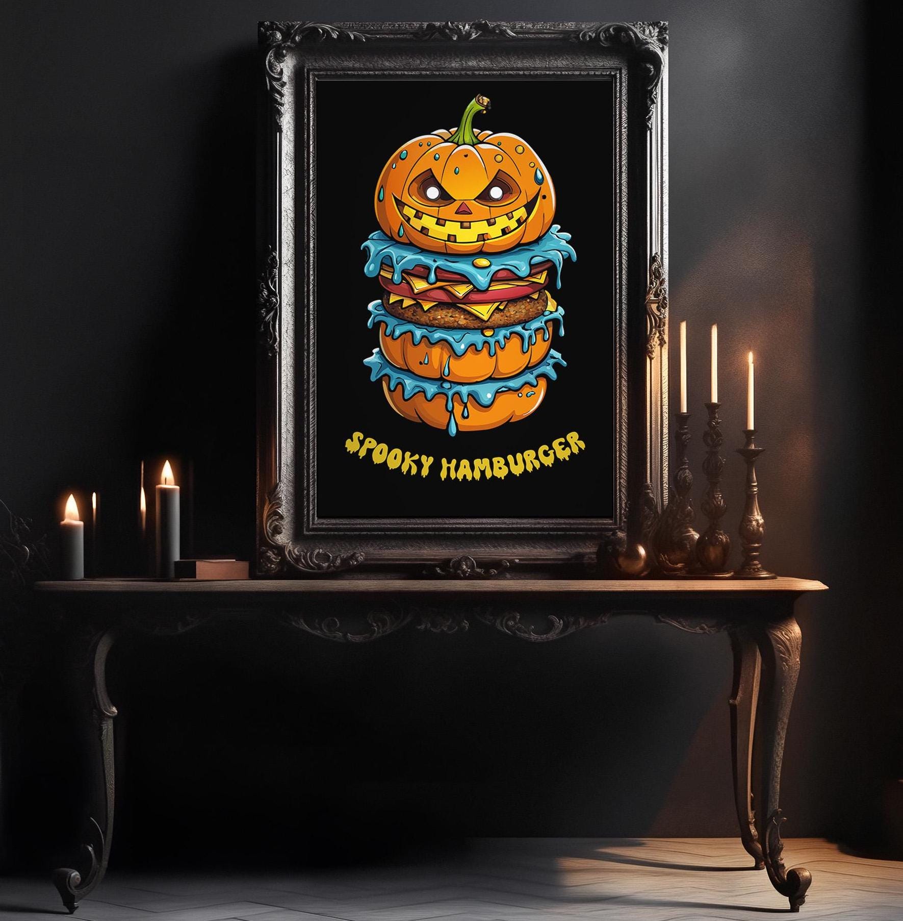 Spooky Hamburger Poster, Halloween Wall Art Print, Humorous Saying ...