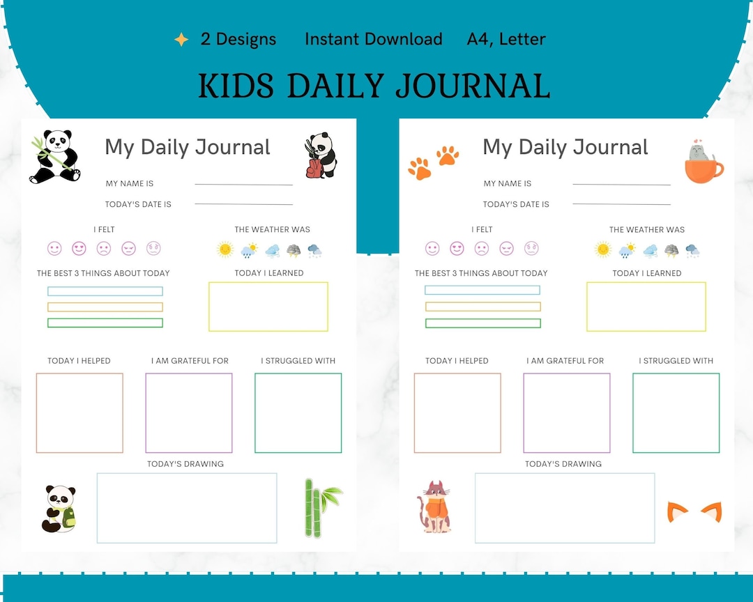 Kids Daily Journal Printable Journal for Kids Diary for Children Kids ...