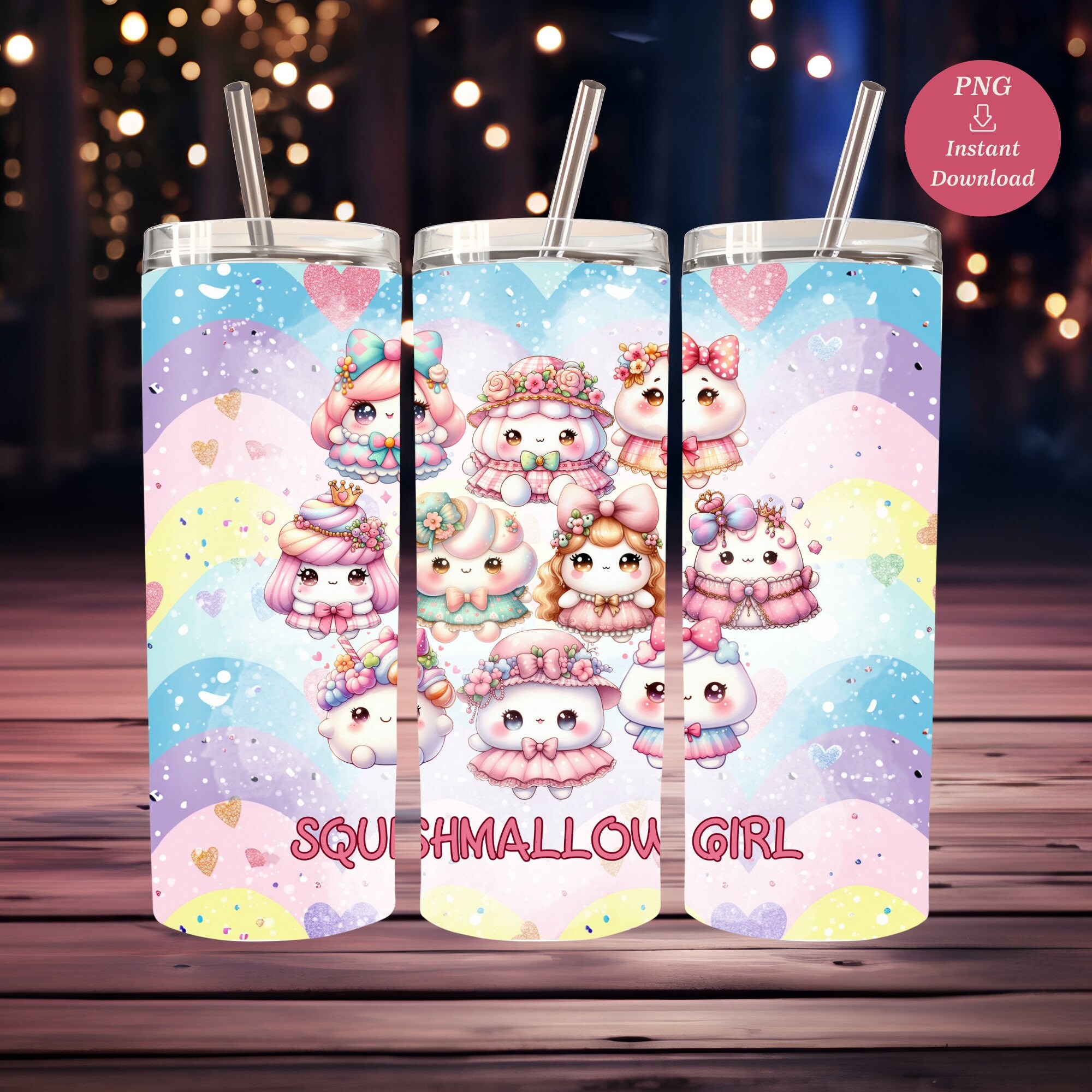 Squishmallow Girl 20 Oz Skinny Tumbler Wrap PNG, Cute Popular Squishy ...