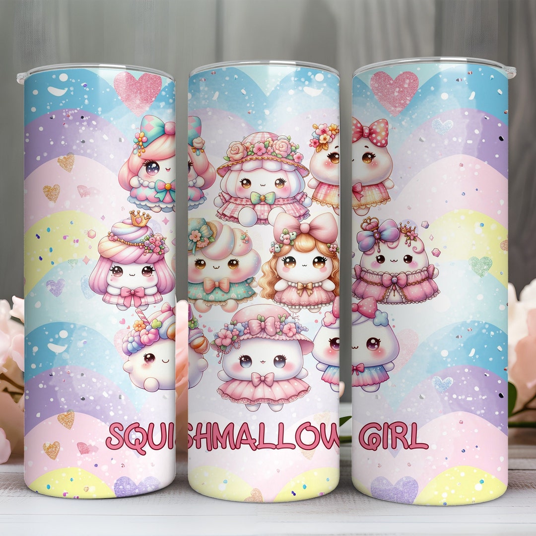 Squishmallow Girl 20 Oz Skinny Tumbler Wrap PNG, Cute Popular Squishy ...