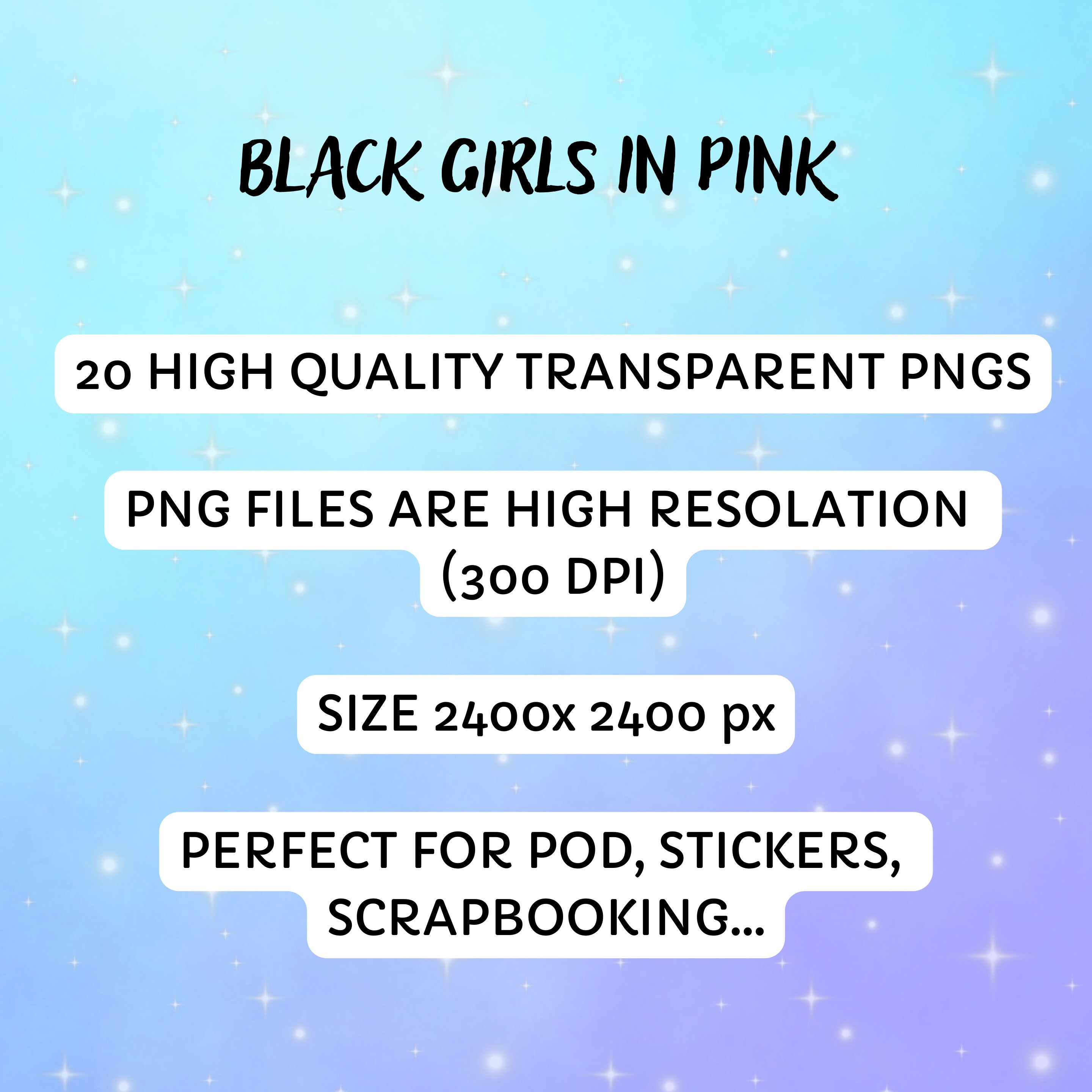 20 Black Girls in Pink Transparent Sublimation Bundle Design - Etsy