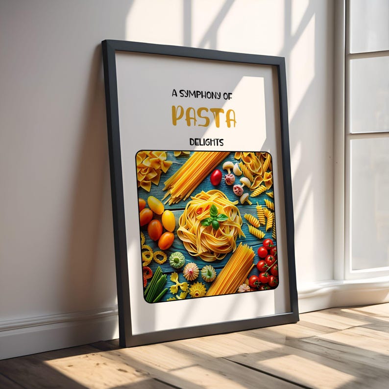 Pasta-inspired Art Poster, Printable a Symphony of Pasta Delights ...