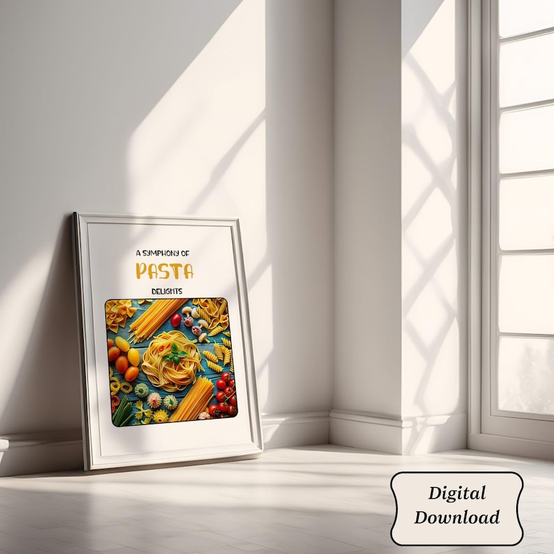 Pasta-inspired Art Poster, Printable a Symphony of Pasta Delights ...