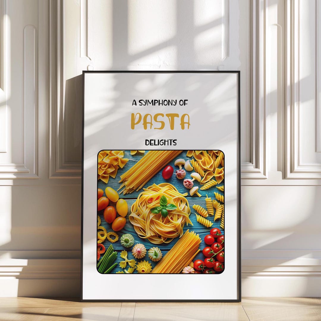Pasta-inspired Art Poster, Printable a Symphony of Pasta Delights ...