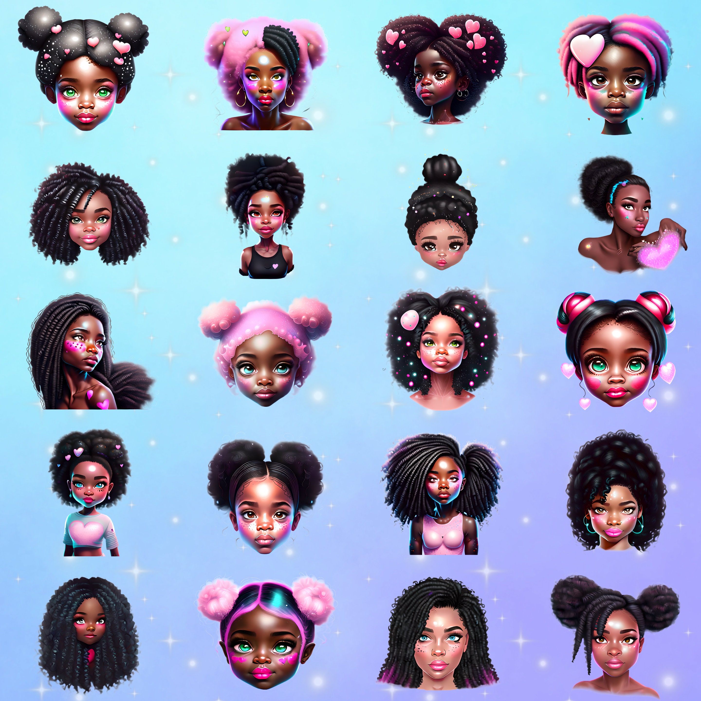 20 Black Girls in Pink Transparent Sublimation Bundle Design - Etsy