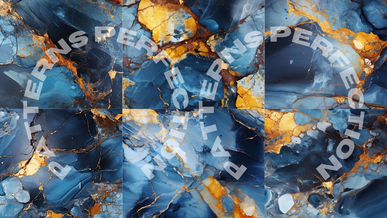 Yellow/blue Marble Digital Paper - SEAMLESS - Granite/marble Textures ...
