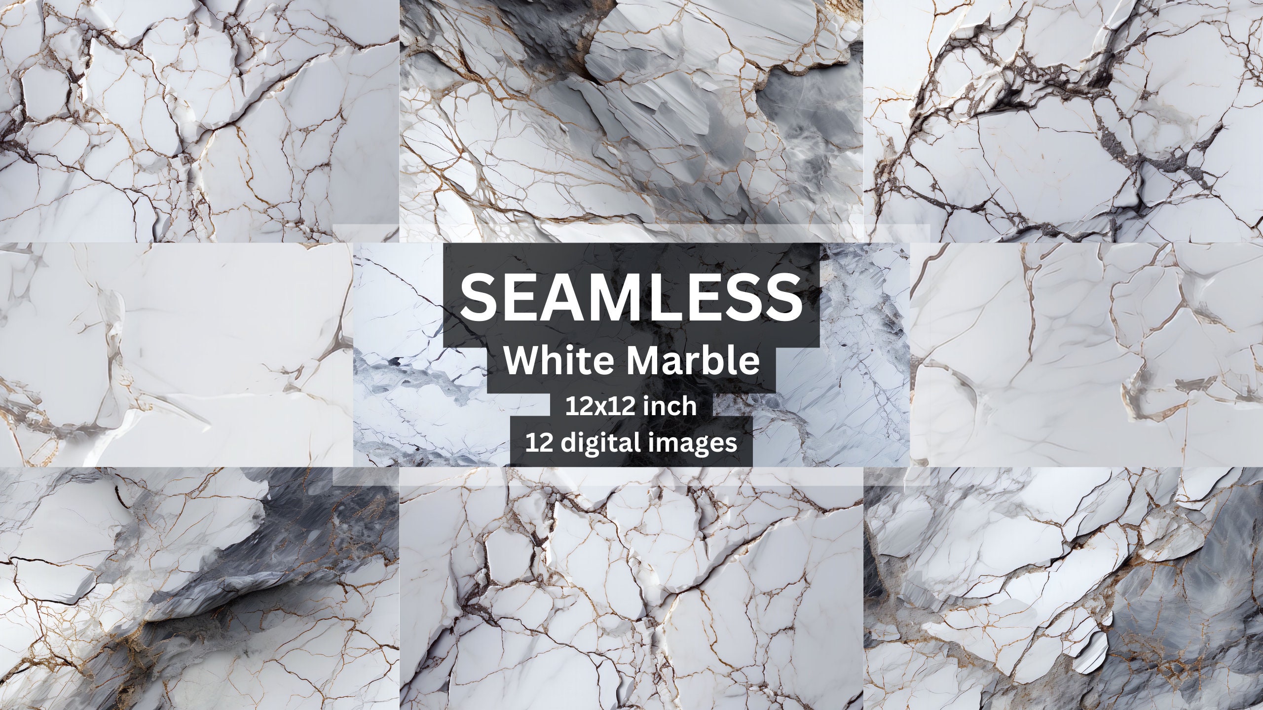 White Marble Digital Paper - SEAMLESS - Granite/marble Textures - 12 ...