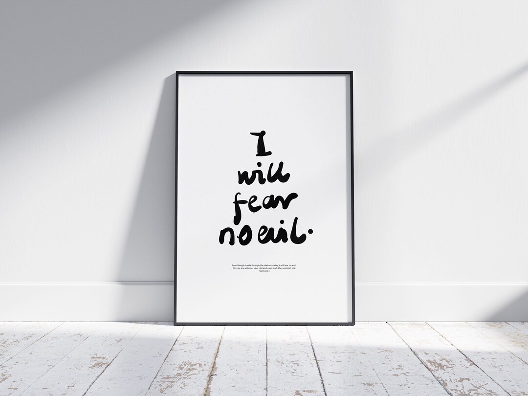 Psalm 23:4, Fear No Evil, Bible Verse Wall Art, Christian Poster ...
