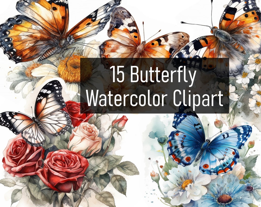 15 Butterfly Illustration Cliparts - Digital Download - Printable ...