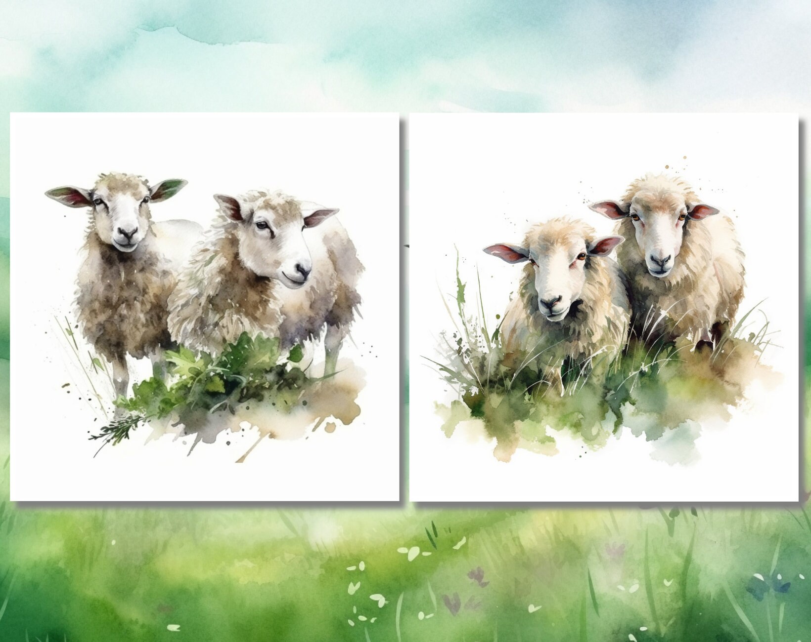 15 Watercolor Sheep Illustration Cliparts Digital Download Printable ...