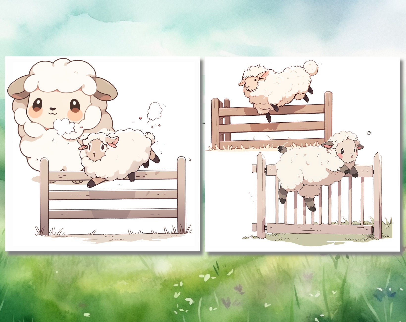 31 Sheep Cartoon / Anime Illustrations Cliparts Digital Download ...