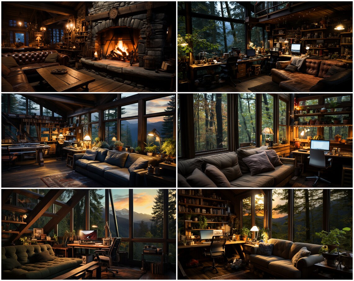 18 Videocall Background - Meeting Wallpaper - Cozy Cabin Vibes - Full ...