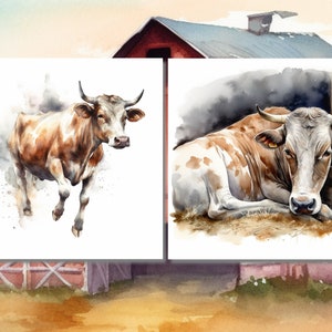 14 Watercolor (milk) Cow Illustration Cliparts - Digital Download ...