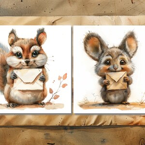 15 Watercolor Mail Post Envelope Animals Illustration Cliparts ...
