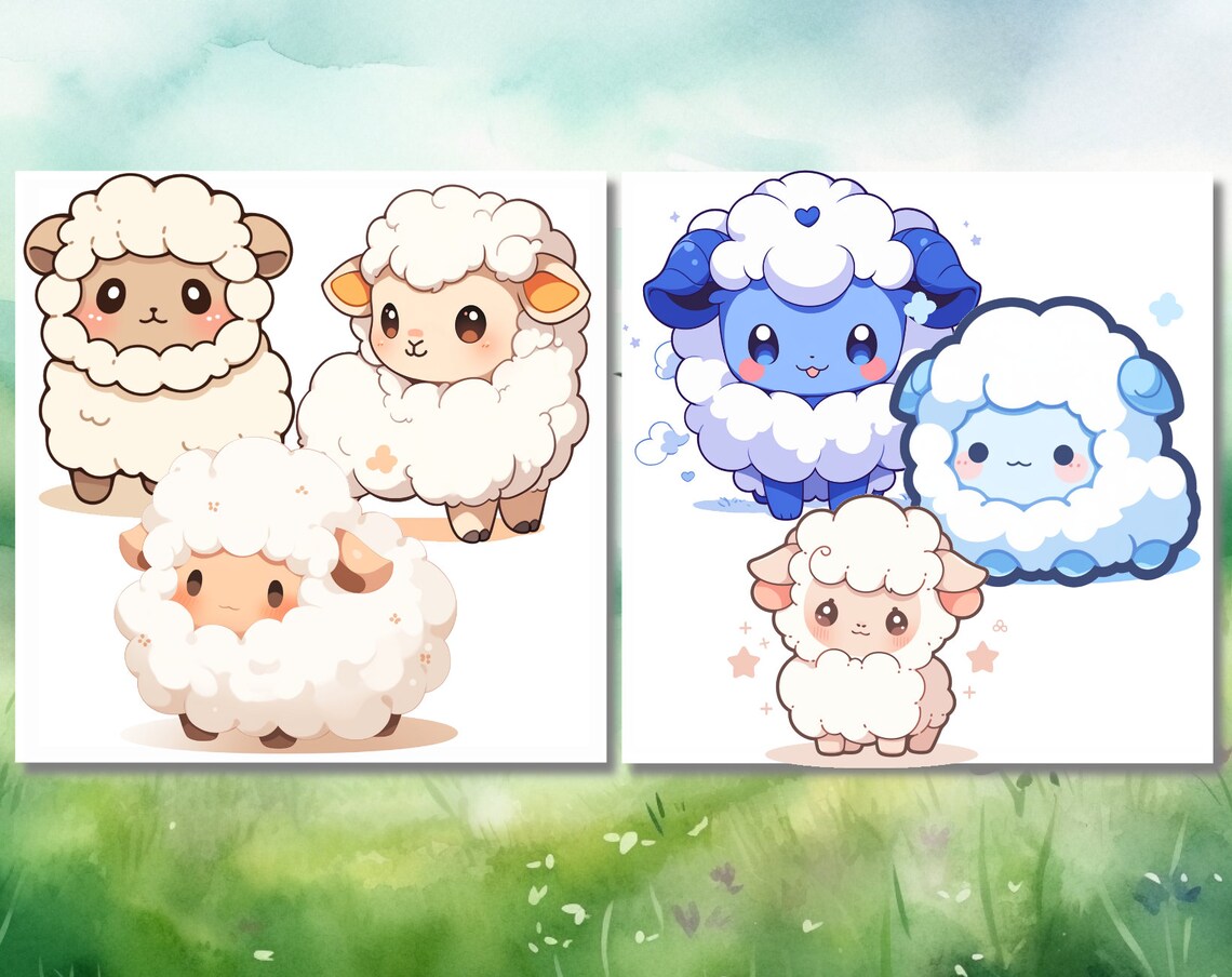 31 Sheep Cartoon / Anime Illustrations Cliparts Digital - Etsy