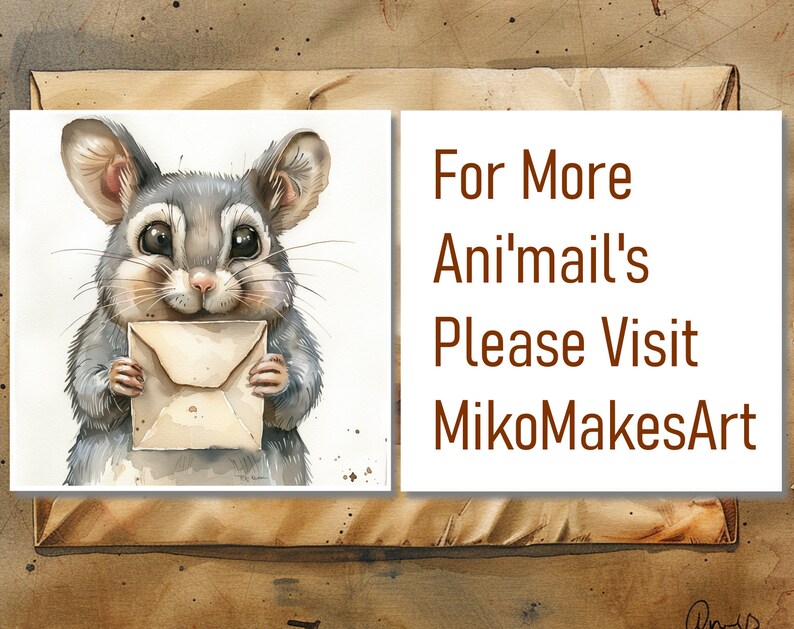 15 Watercolor Mail Post Envelope Animals Illustration Cliparts Digital ...